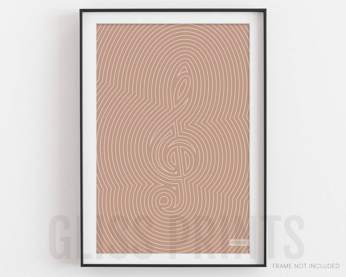 Treble Clef Poster Striped Pattern Music Art Print Pink - Etsy