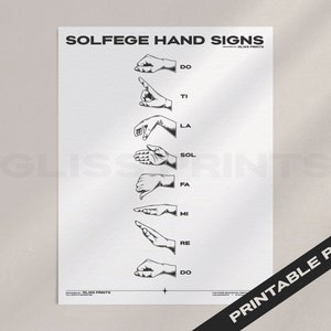 Solfege Hand Signs Digital Print | Printable Music PDF Download | Choir ...