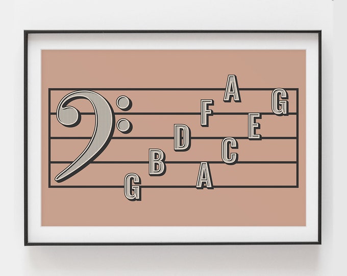 Bass Clef Poster Music Art Print - Etsy