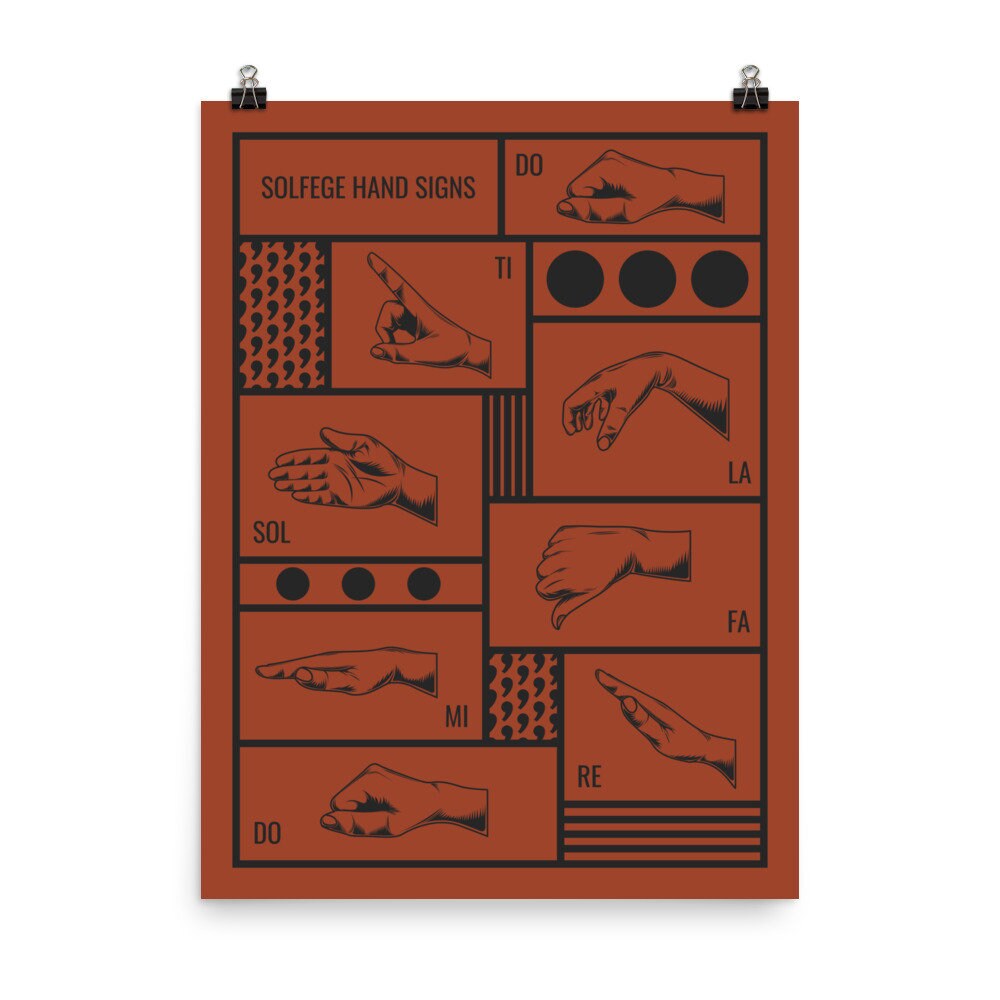 Solfege Hand Sign Poster Music Art Print Red Music | Etsy