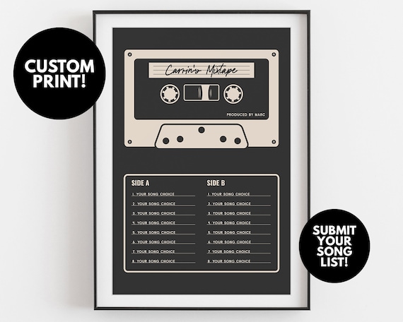Custom Mixtape Poster Gift for Music Lover Retro Cassette - Etsy