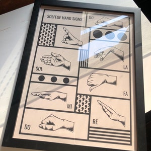 Solfege Hand Sign Poster Music Art Print, Cream Gift for Choir Director ...