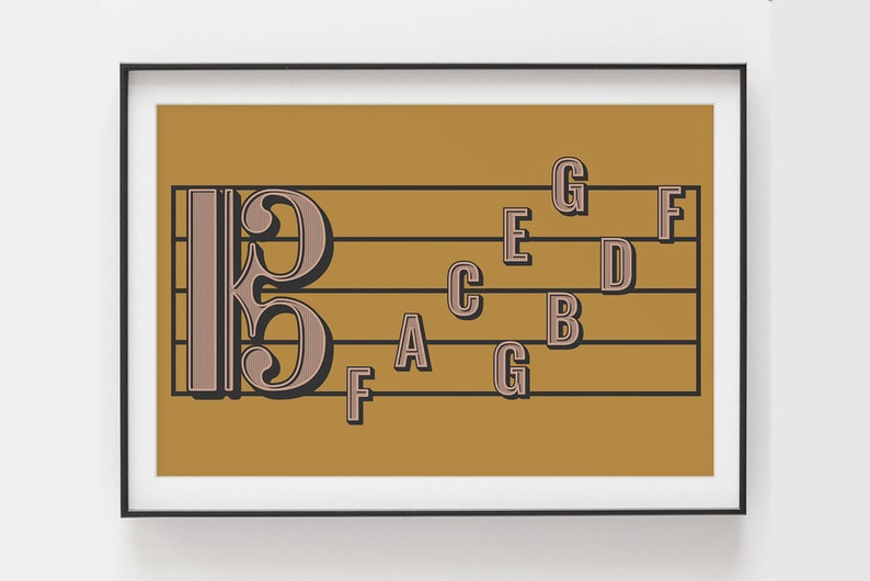 Alto Clef Note Names Poster Music Education Poster Yellow | Etsy