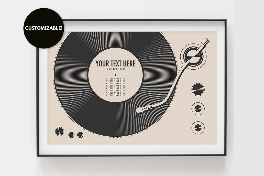 Custom Vinyl Record Poster | Personalized Print, Cream | Gift for Music ...