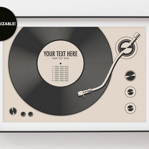 Custom Vinyl Record Poster | Personalized Print, Cream | Gift for Music ...