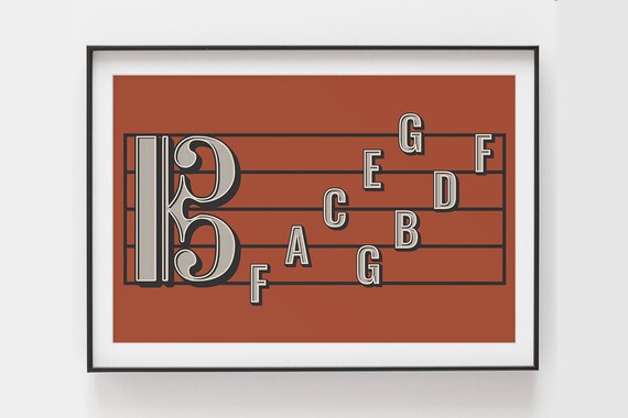 Alto Clef Note Names Poster Music Education Poster Red | Etsy