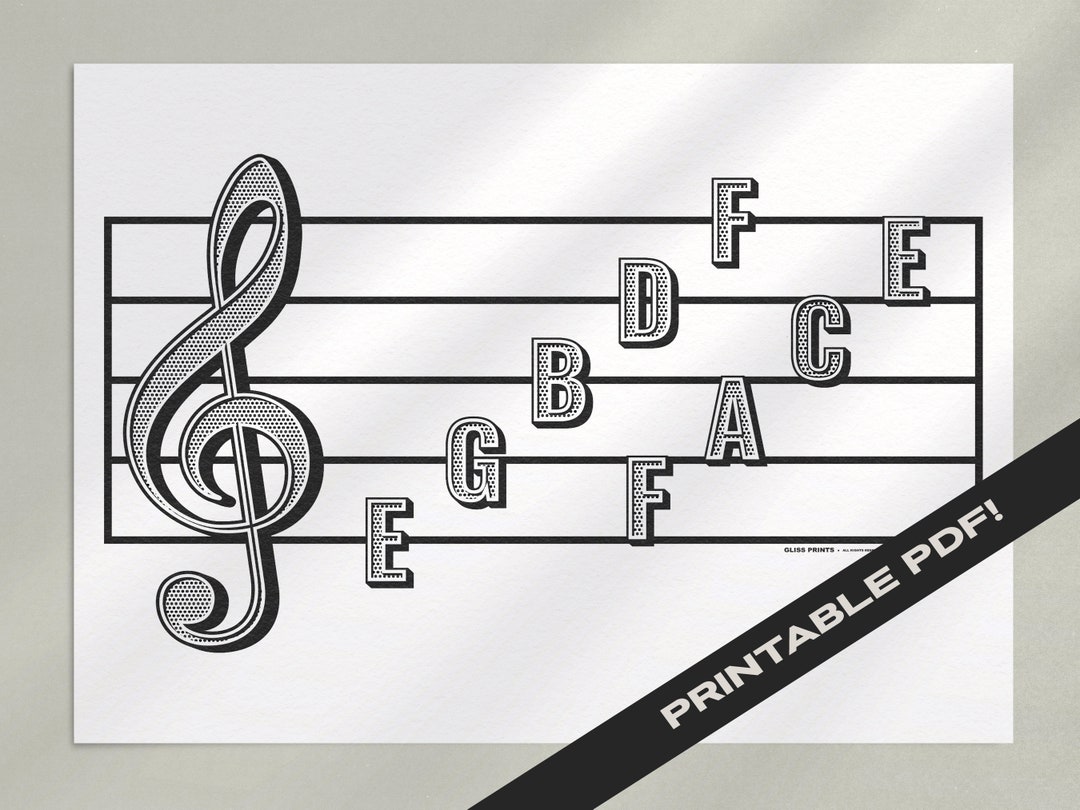 Treble Clef Note Names Printable PDF | Typography Design | Music ...