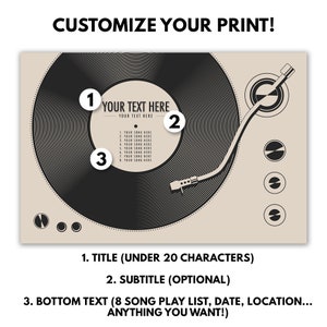 Custom Vinyl Record Poster | Personalized Print, Cream | Gift for Music ...