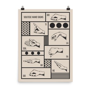 Solfege Hand Sign Poster Music Art Print, Cream Gift for Choir Director ...
