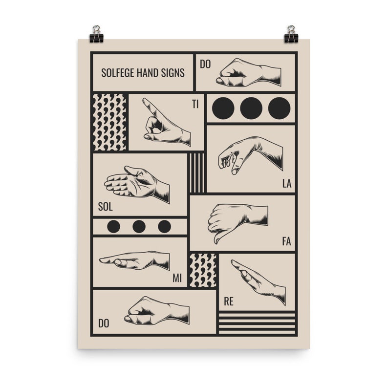 Solfege Hand Sign Poster Music Art Print Cream Gift for | Etsy