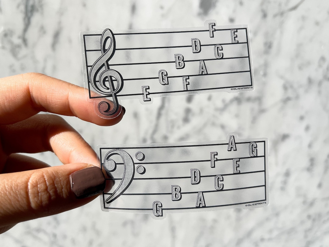 Treble Clef and Bass Clef Note Names Clear Stickers Set of 2 ...