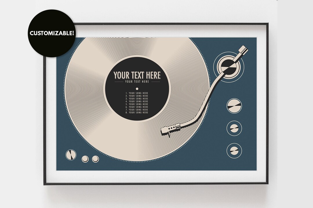 Custom Vinyl Record Poster | Personalized Print, Blue | Gift for Music ...