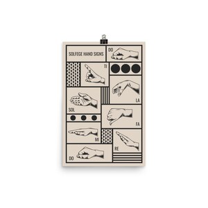 Solfege Hand Sign Poster Music Art Print, Cream Gift for Choir Director ...