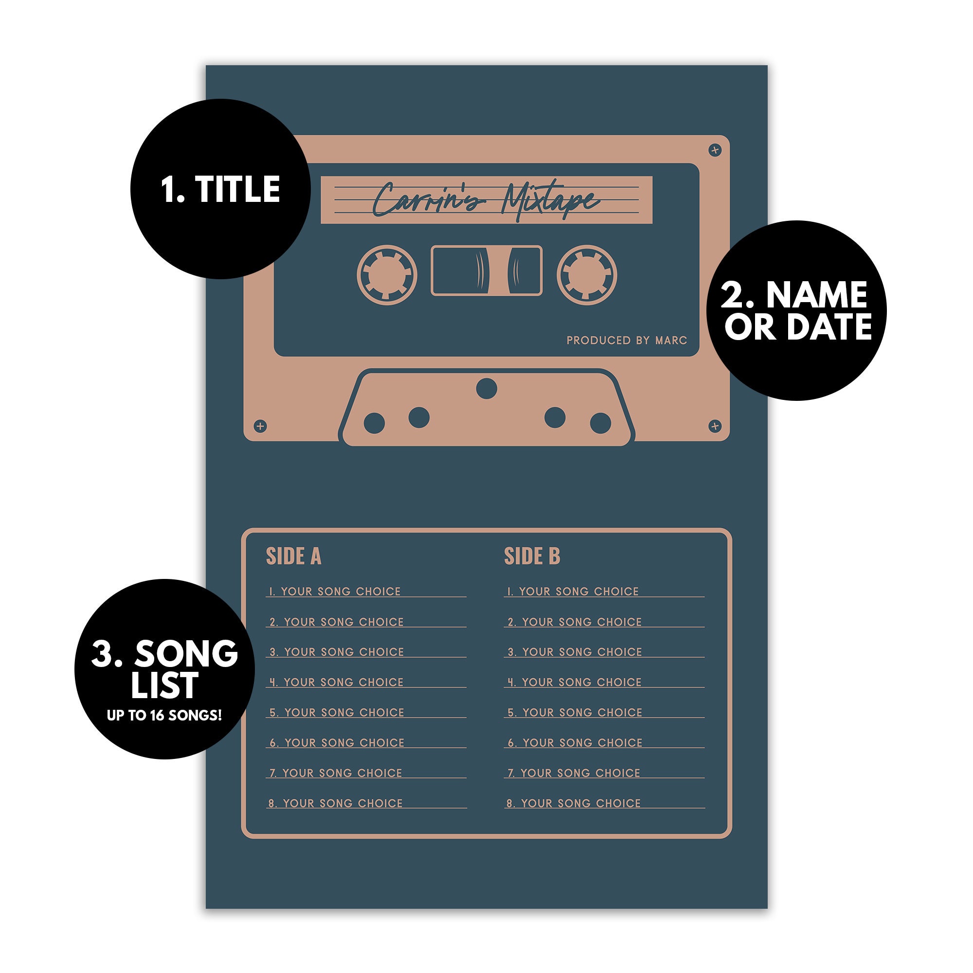 Custom Mixtape Poster Gift for Music Lover Retro Cassette | Etsy