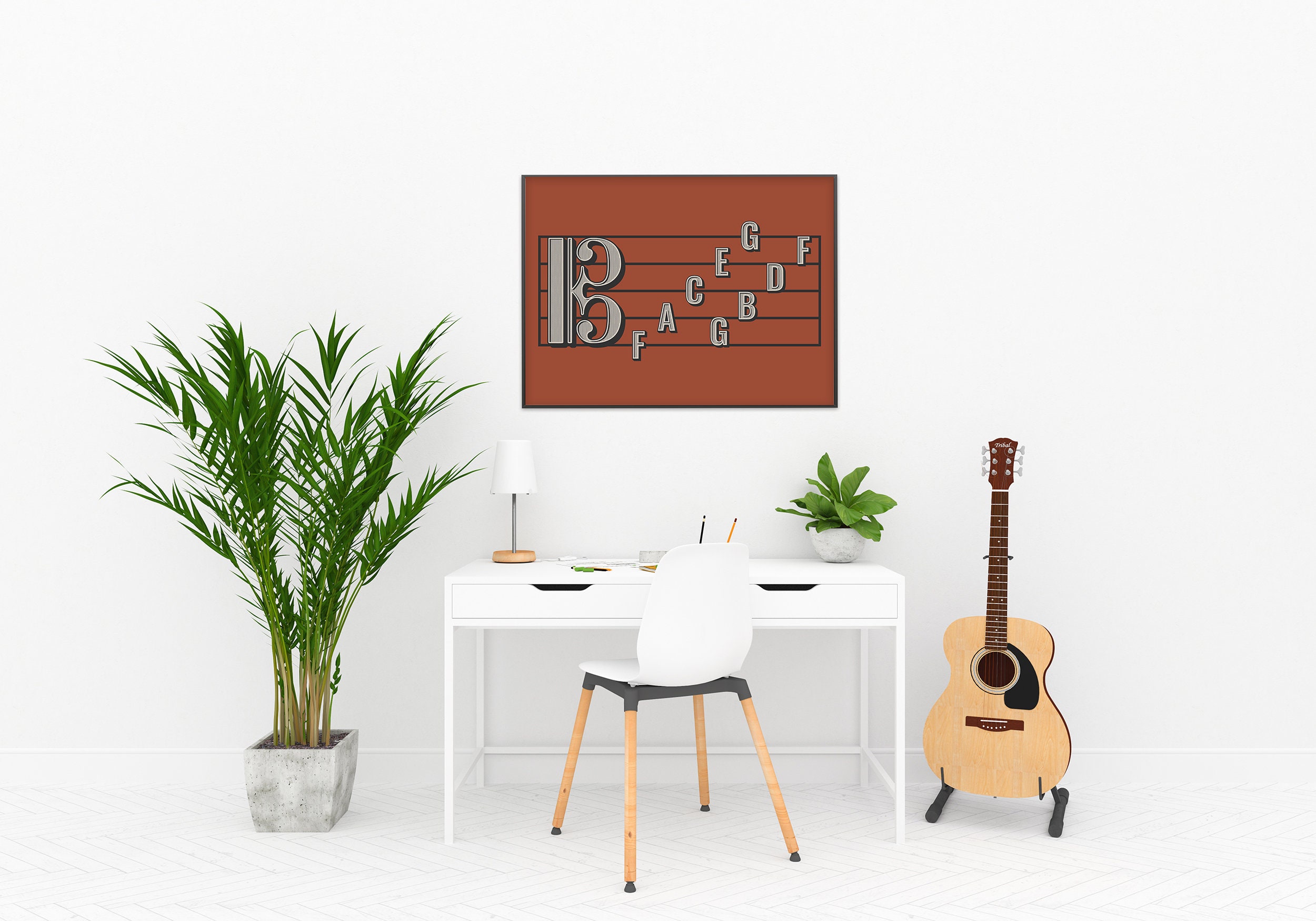 Alto Clef Note Names Poster Music Education Poster Red | Etsy