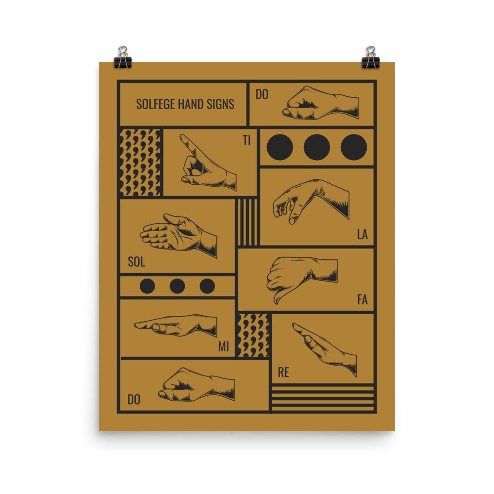 Solfege Hand Sign Poster Music Art Print Yellow Gift for | Etsy