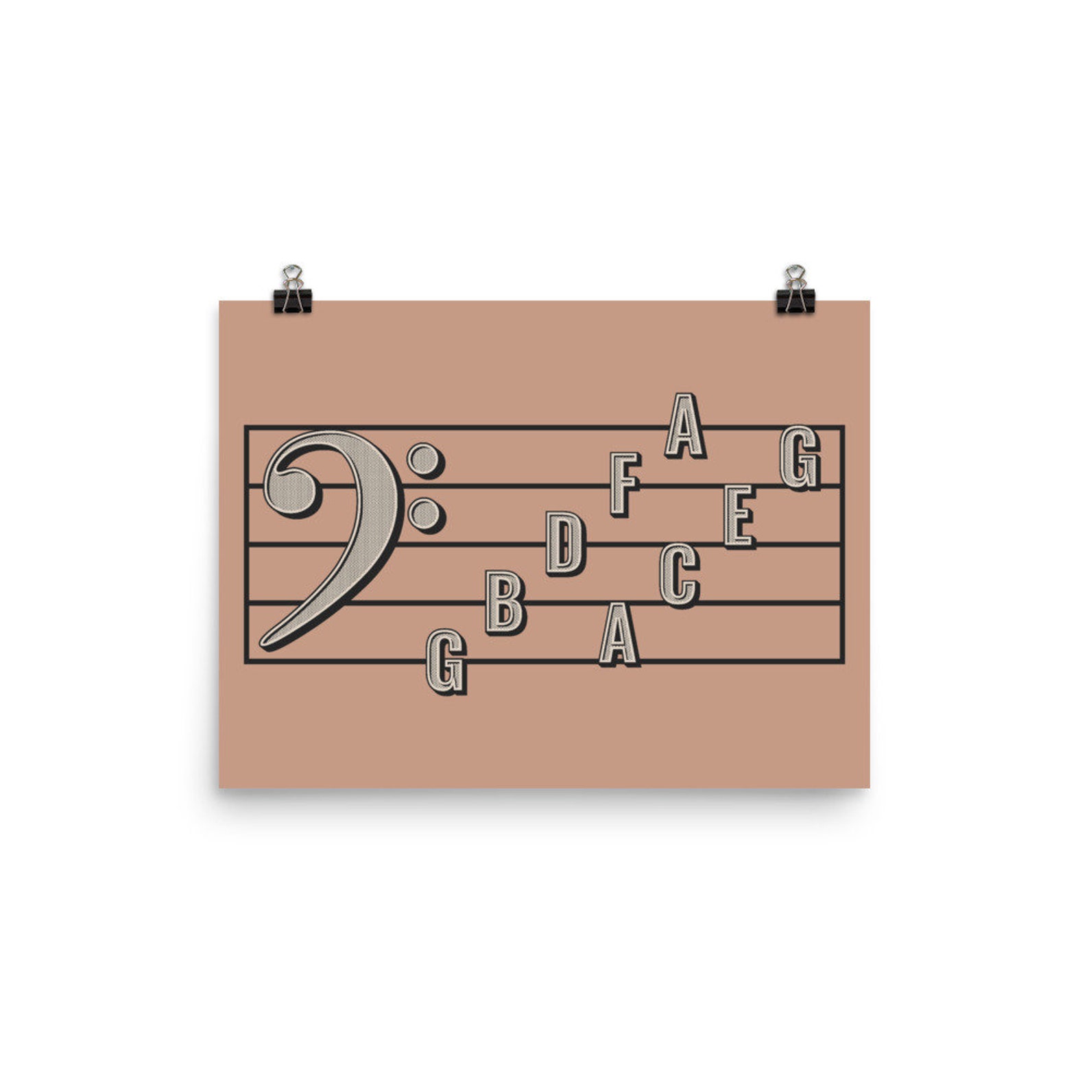 Bass Clef Note Names Poster Music Education Poster Pink | Etsy