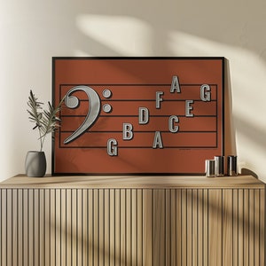 Bass Clef Note Names Poster | Music Education Poster, Red - Etsy