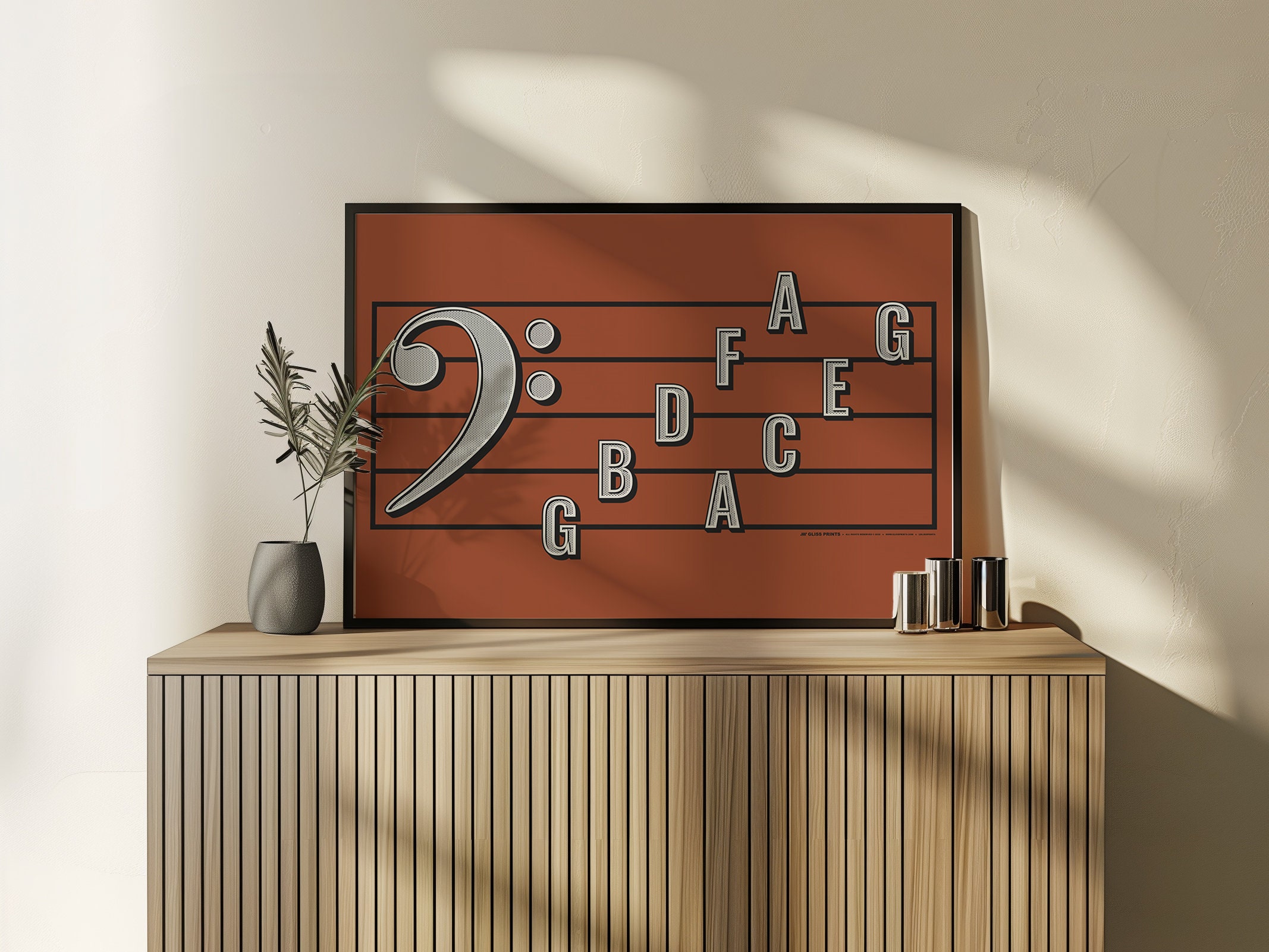 Bass Clef Note Names Poster | Music Education Poster, Red - Etsy