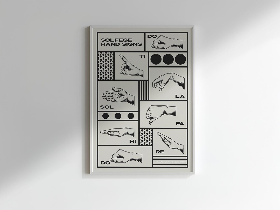 Solfege Hand Sign Poster | Music Art Print, Cream| Gift for Choir ...