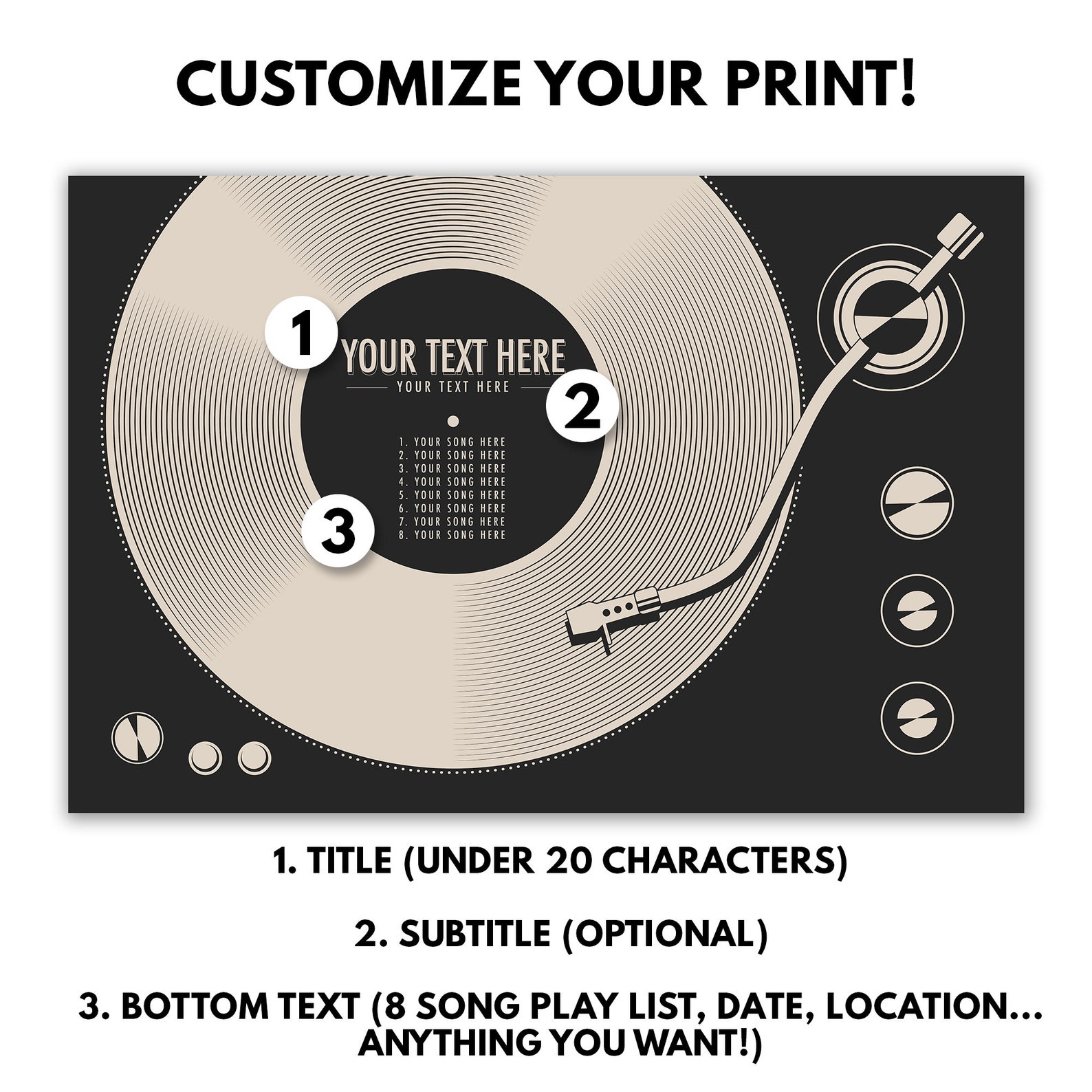 Custom Vinyl Record Poster Personalized Print Black Gift - Etsy