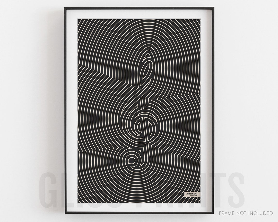 Treble Clef Poster | Striped Pattern | Music Art Print, Black - Etsy
