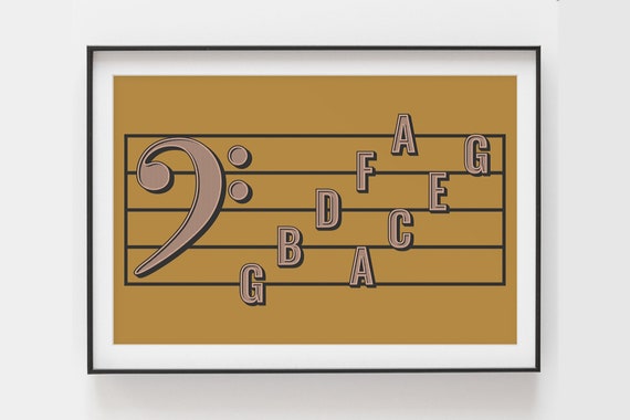 Music & Movie Posters Music Education Poster Yellow Bass Clef Note ...