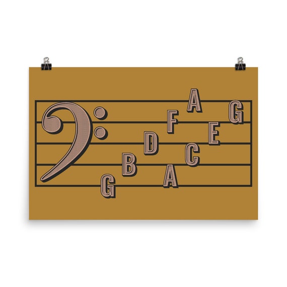 Music & Movie Posters Music Education Poster Yellow Bass Clef Note ...