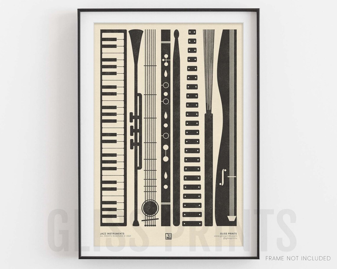 Jazz Instruments Poster Music Print Music Room Decor | Etsy
