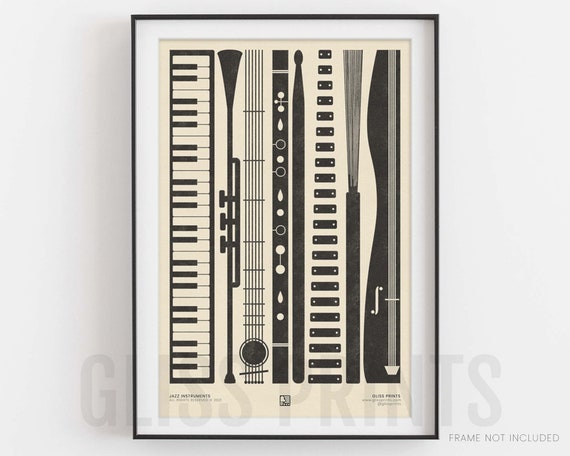 Jazz Instruments Poster Music Print Music Room Decor | Etsy