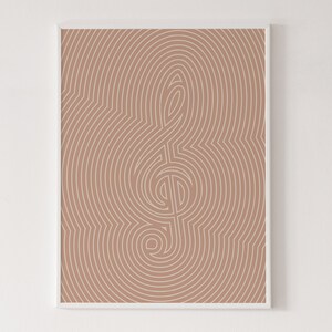 Treble Clef Poster Striped Pattern Music Art Print Pink | Etsy