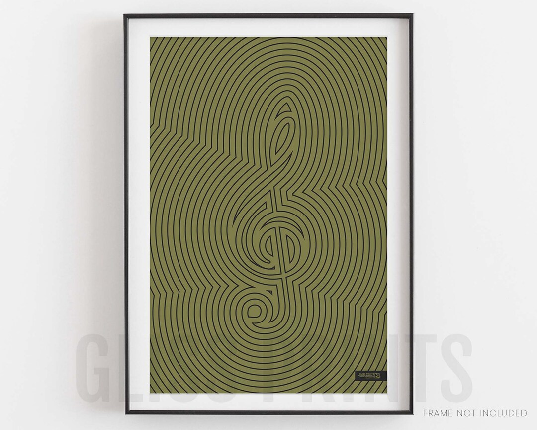 Treble Clef Poster | Striped Pattern | Music Art Print, Green - Etsy