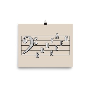 Bass Clef Note Names Poster Music Education Poster Cream - Etsy