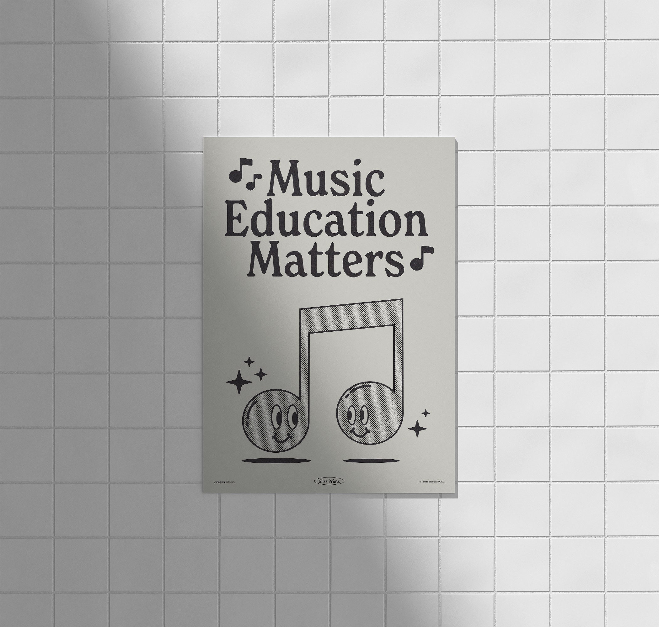 Music Education Matters Poster - Retro Style With Smiling Music Notes ...