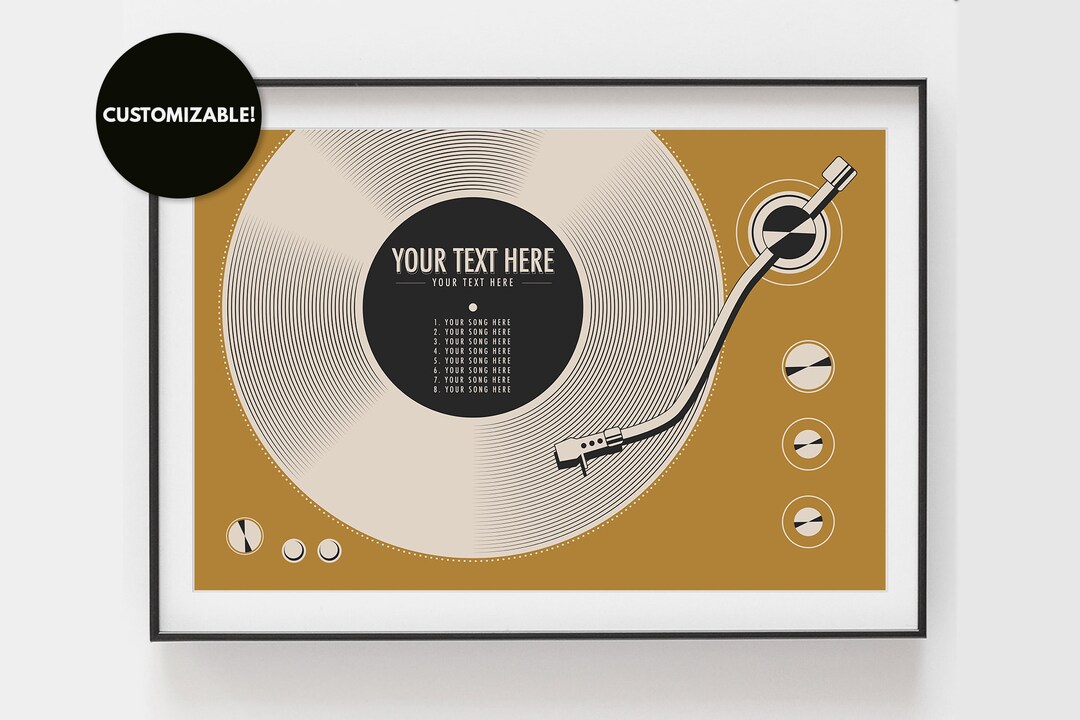 Custom Vinyl Record Poster | Personalized Print, Yellow | Gift for ...