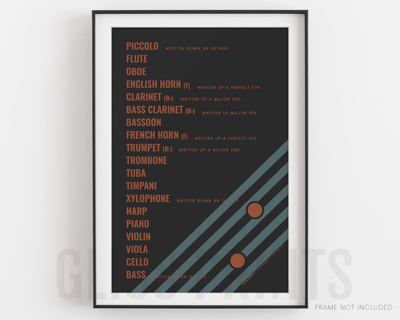 Orchestral Instruments in Score Order With Transpositions - Etsy