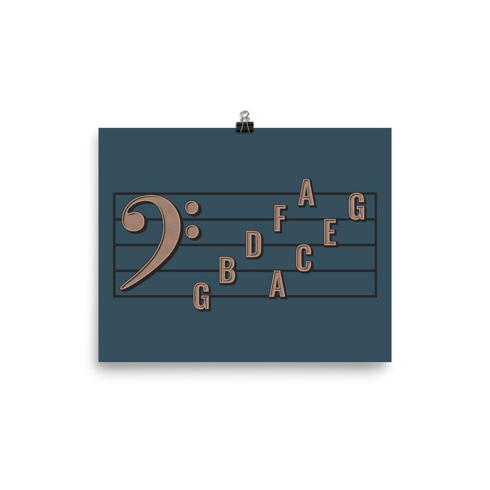 Bass Clef Note Names Poster Music Education Poster Blue | Etsy