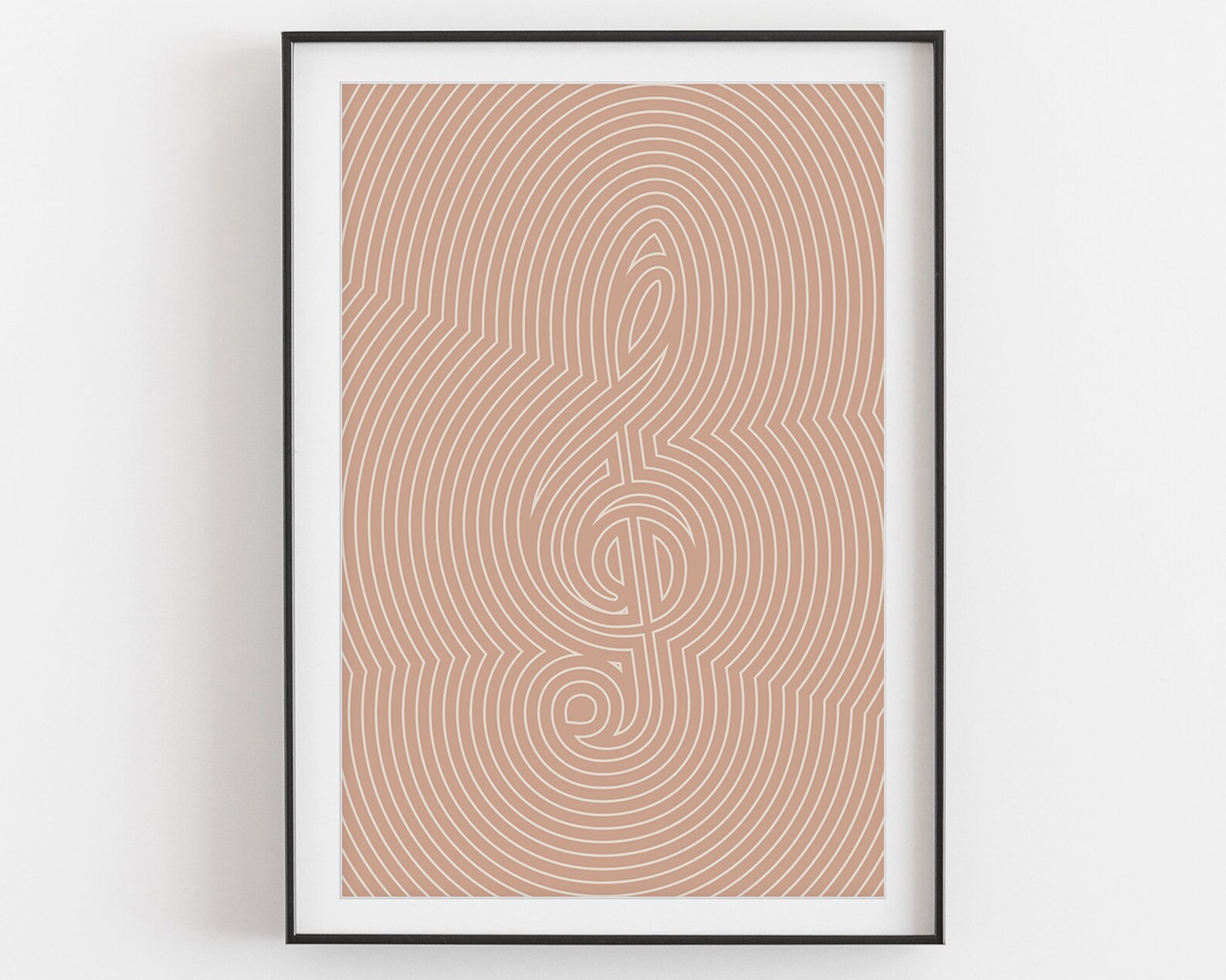 Treble Clef Poster Striped Pattern Music Art Print Pink | Etsy