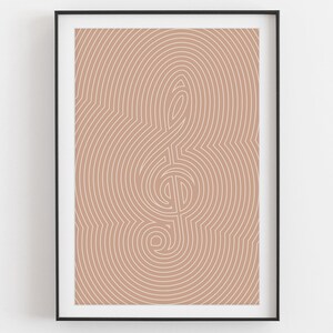 Treble Clef Poster Striped Pattern Music Art Print Pink | Etsy