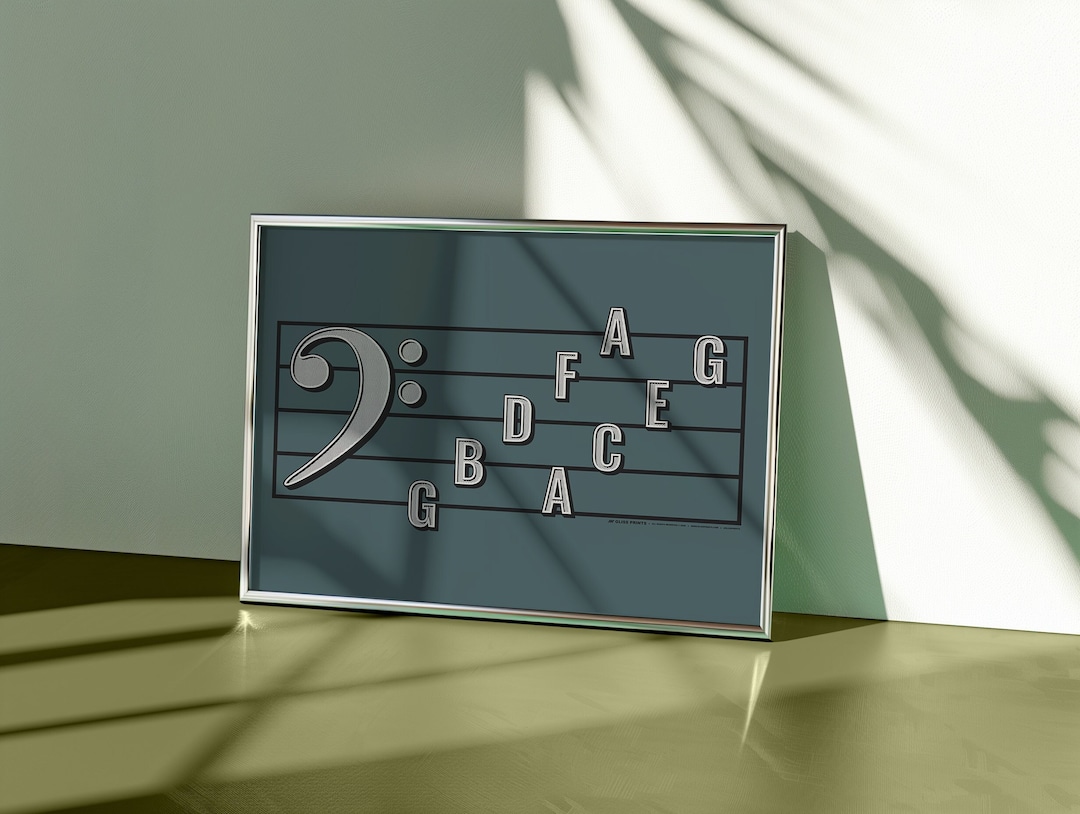 Bass Clef Note Names Poster | Music Education Poster, Blue - Etsy
