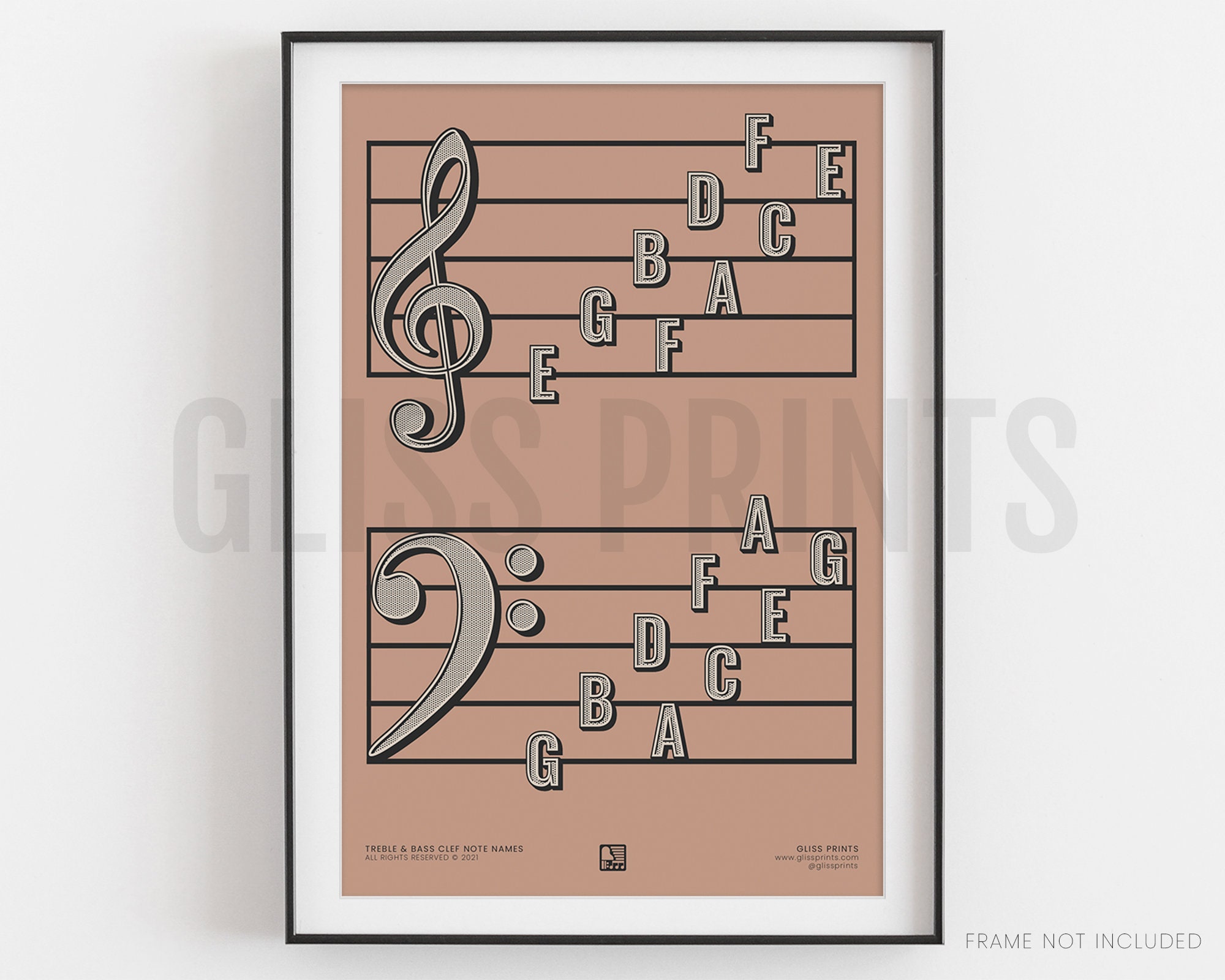Treble Clef Bass Clef Note Names Poster Music Education | Etsy