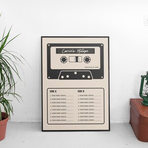 Custom Mixtape Poster | Gift for Music Lover | Retro Cassette Tape ...