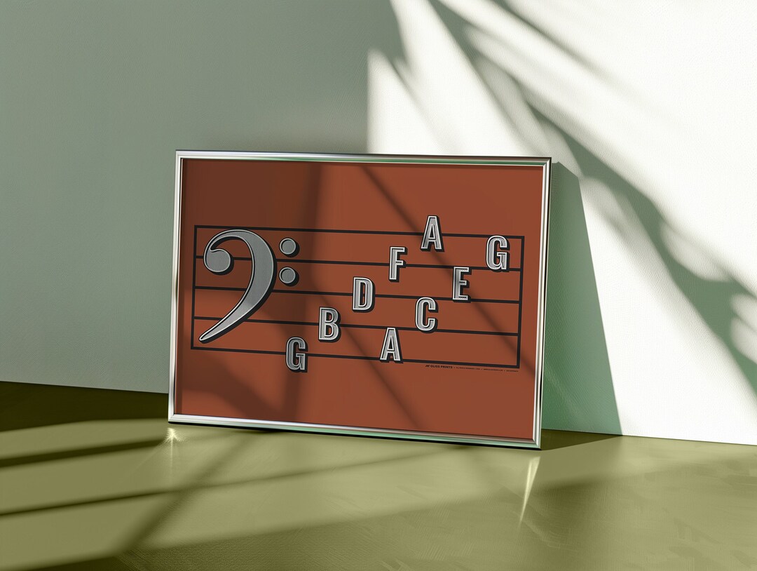 Bass Clef Note Names Poster | Music Education Poster, Red - Etsy