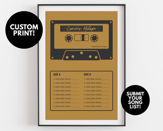 Custom Mixtape Poster Gift for Music Lover Retro Cassette | Etsy