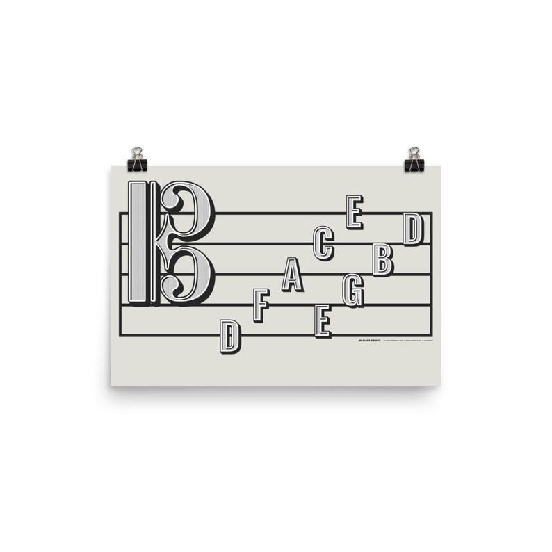 Tenor Clef Note Names Poster, Cream - Etsy