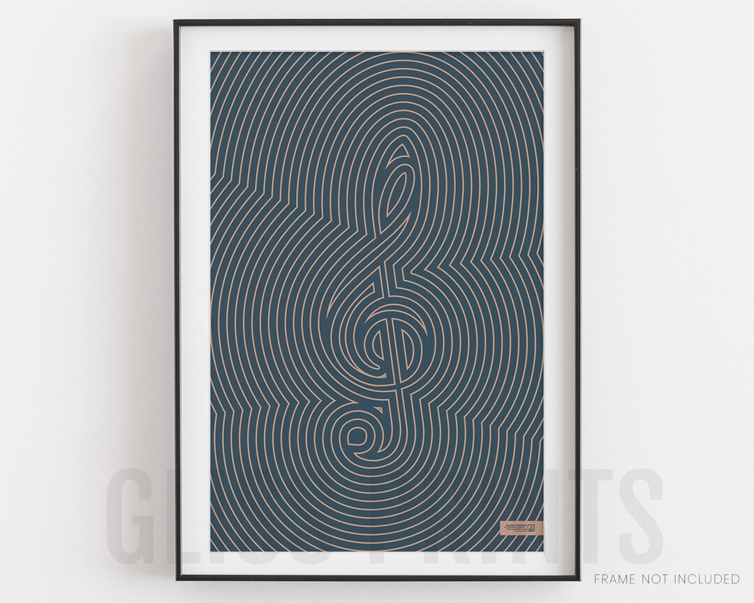 Treble Clef Poster | Striped Pattern | Music Art Poster, Blue - Etsy