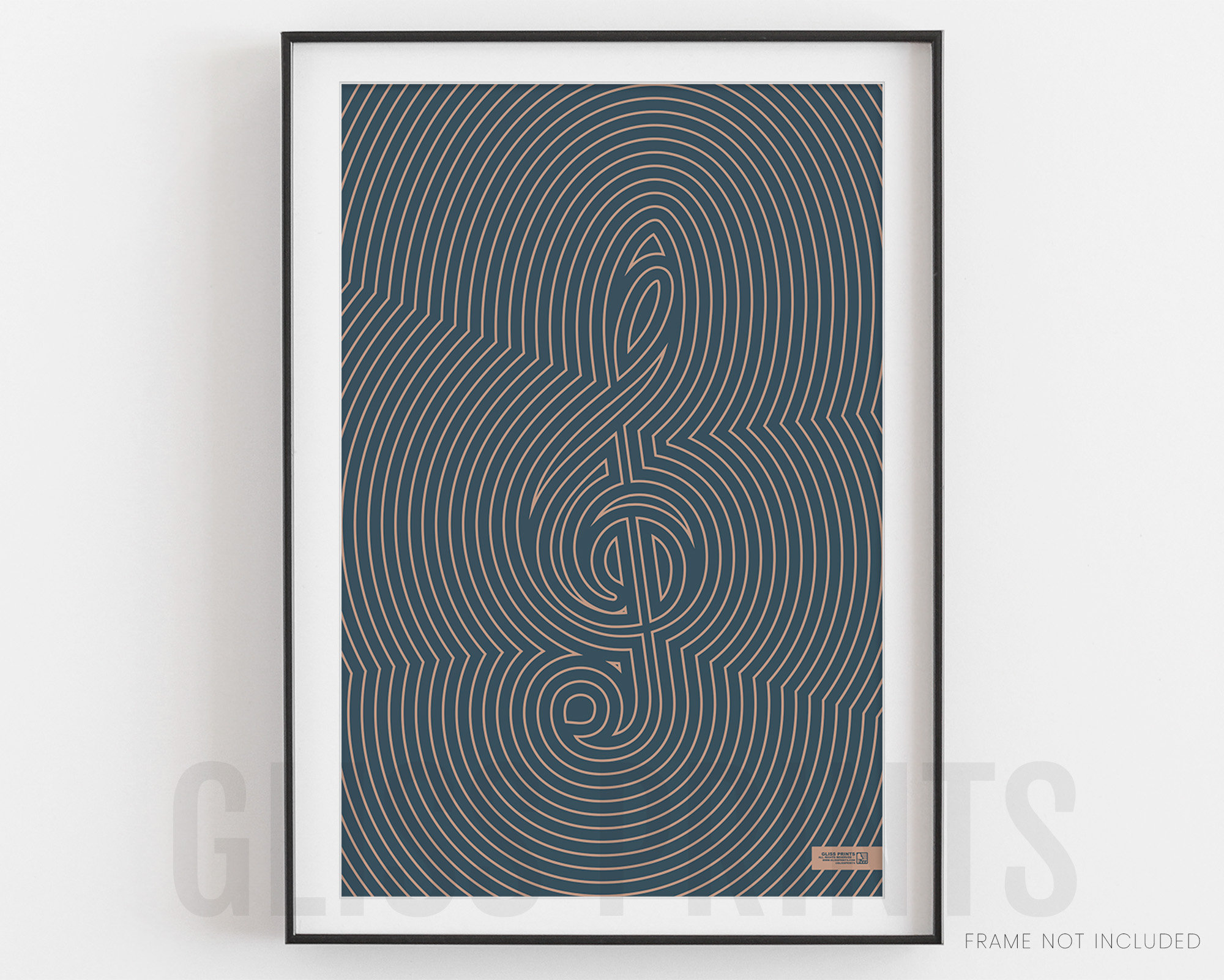 Treble Clef Poster Striped Pattern Music Art Poster Blue - Etsy