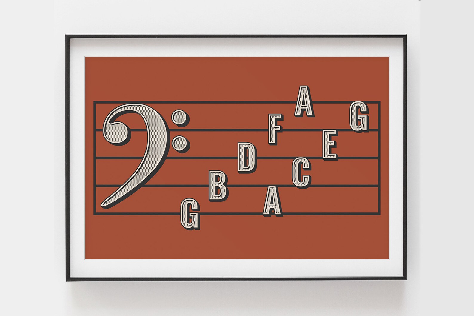Bass Clef Note Names Poster Music Education Poster Red | Etsy