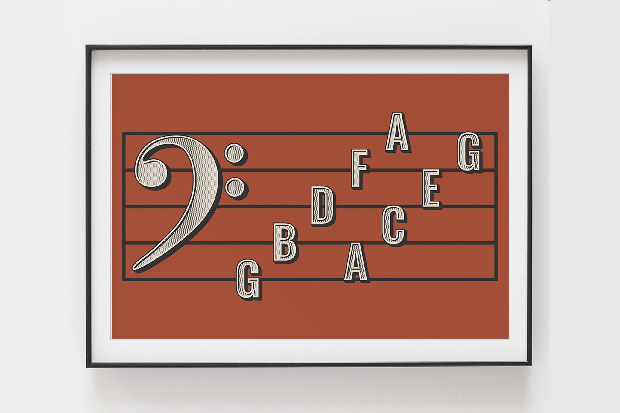 Bass Clef Note Names Poster Music Education Poster Red | Etsy