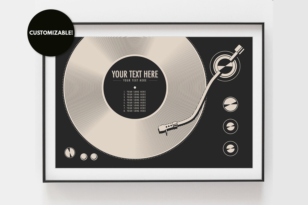 Custom Vinyl Record Poster | Personalized Print, Black | Gift for Music ...